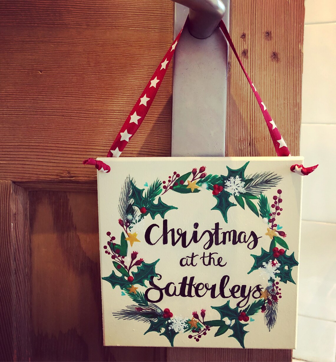 Personalised Christmas Wreath Sign. Hanging Family Christmas | Etsy