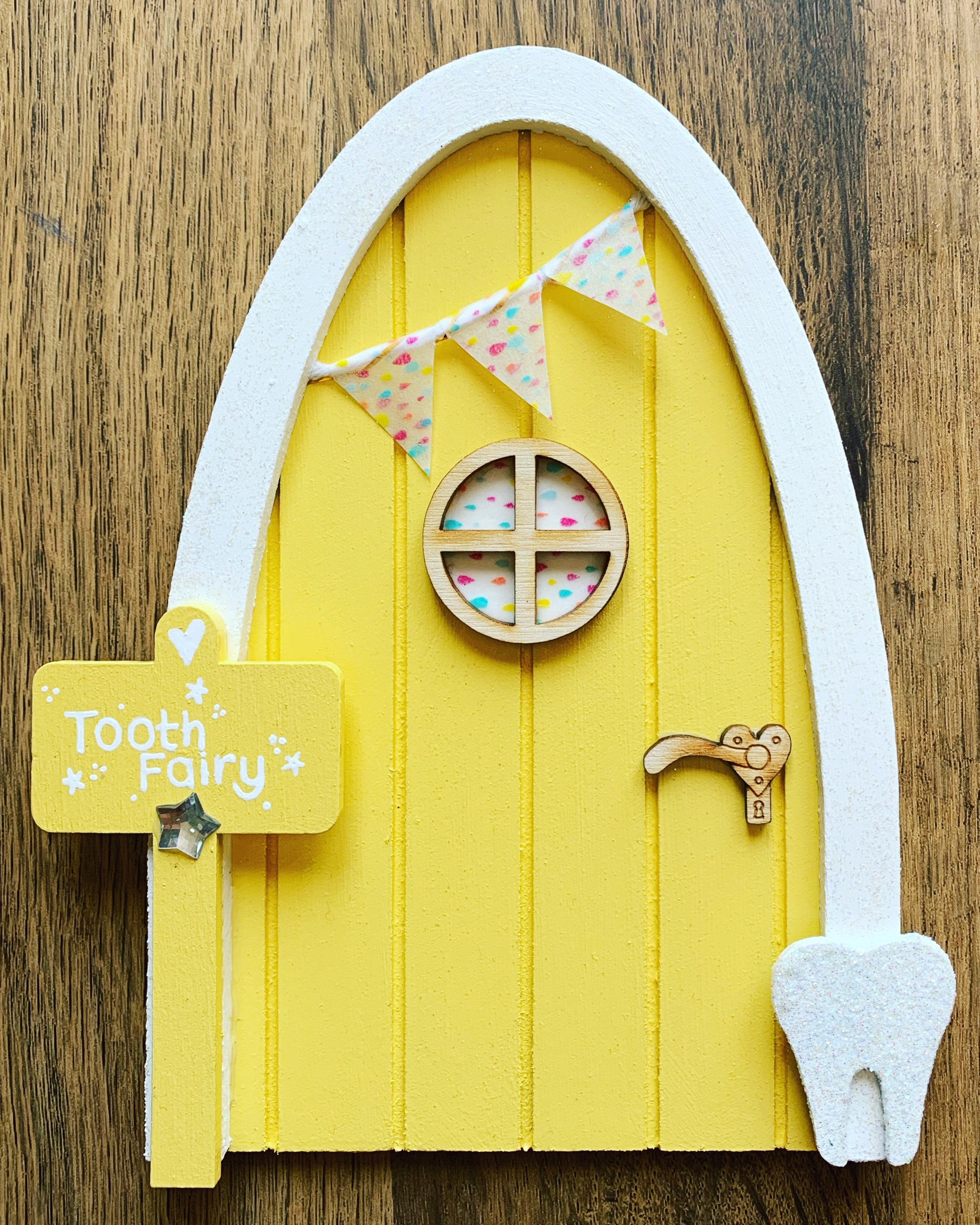 White Glitter Tooth Tooth Fairy Doors With Personalised Sign | Etsy UK