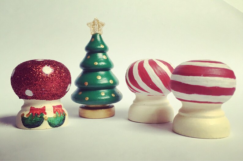 Set of 3 Christmas Toadstools. Handpainted Candy Cane Toadstools ...