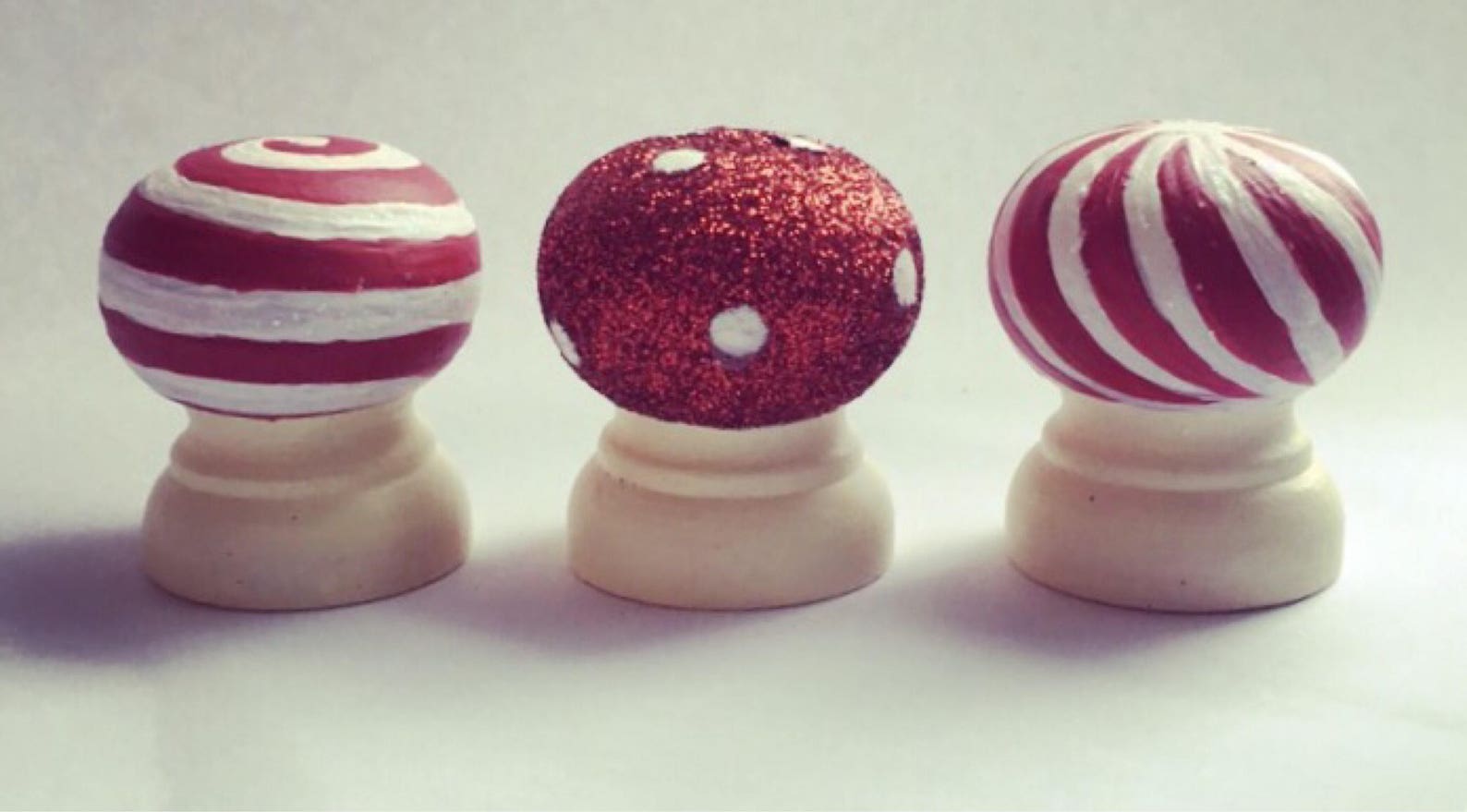 Set of 3 Christmas Toadstools. Handpainted Candy Cane Toadstools ...