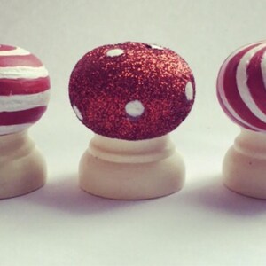 Set of 3 Christmas Toadstools. Handpainted Candy Cane Toadstools ...