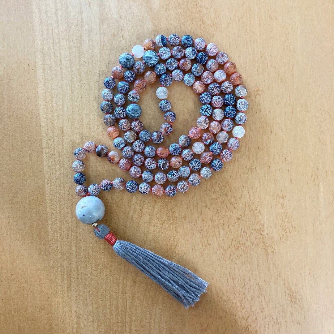 Warme Toned Mala, Orange, Braun, Schwarz und Blasser Achat mit Achat ...