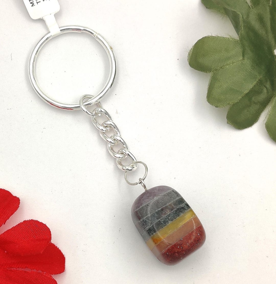 Seven Chakra Worry Stone Keychain - Silver Tone - Etsy