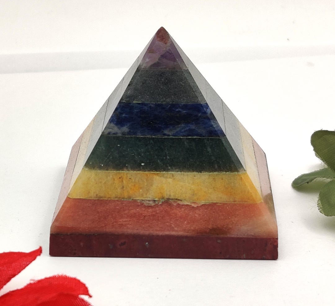 Seven Chakra Stone Pyramid ,seven Chakra Natural Crystal Palm Stone, 7 ...