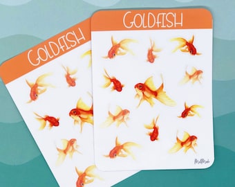Cute Goldfish Stickersheet, Fish Stickers, Goldfish Stickers, A5 ...