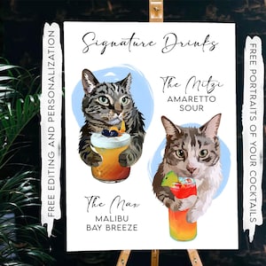 Cat Portrait Signature Drink Sign: Wedding Bar Menu (digital Version ...