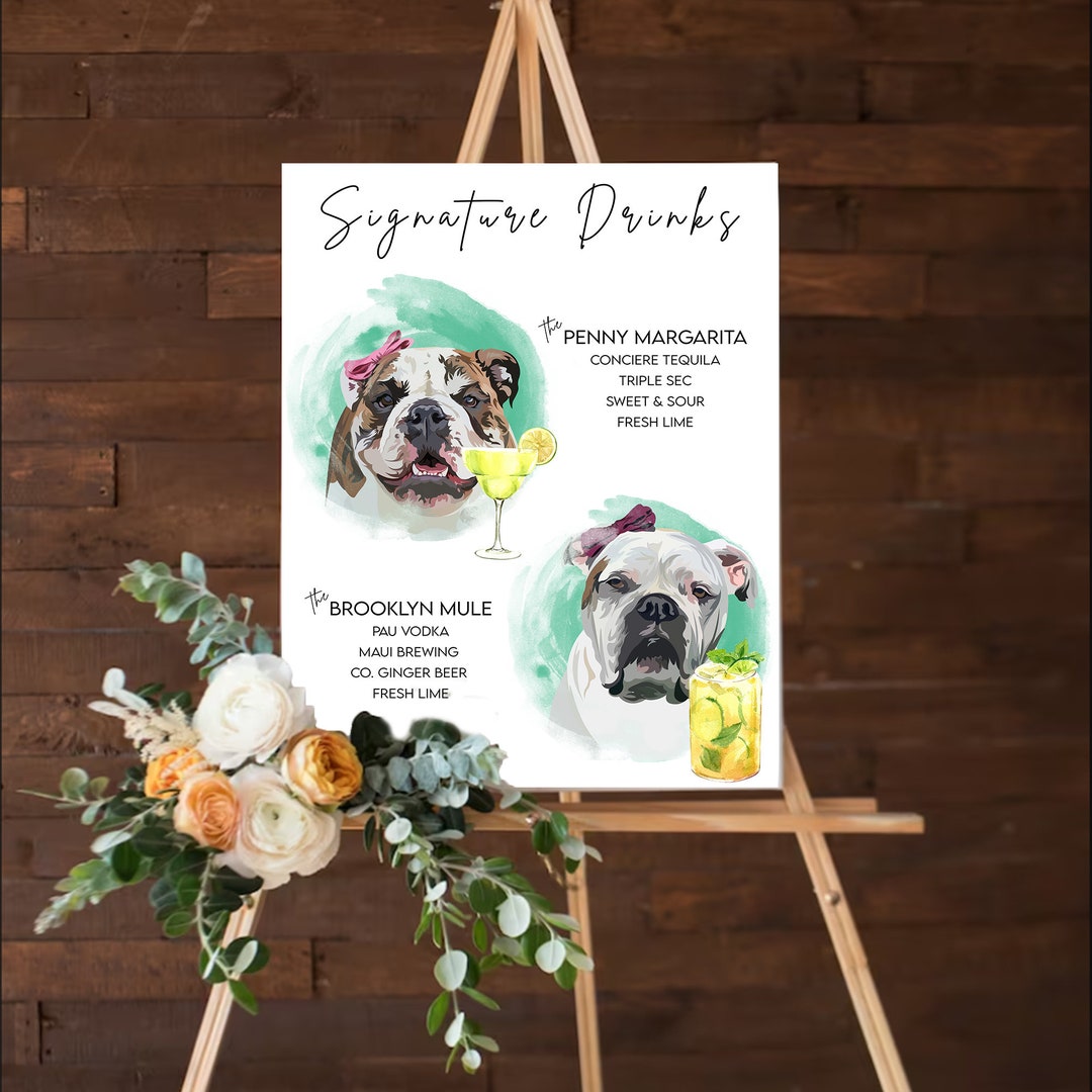 Pet Signature Drink Signature Cocktails Custom Bar Menu Dog Drink Sign ...