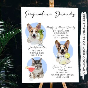 Personalized Drink Menu With Cat Theme for Weddings Whisker Sour Custom ...