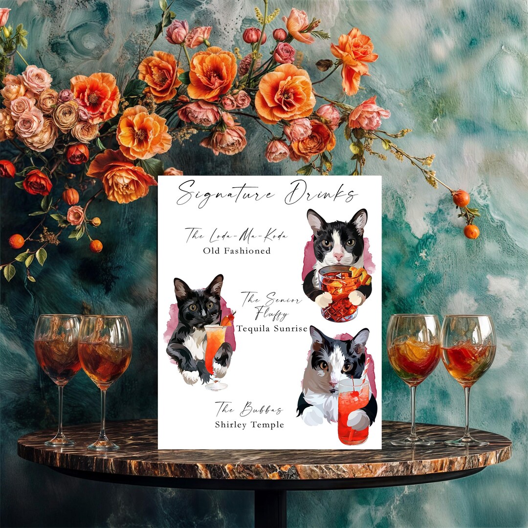 Custom Pet Bar Menu Sign - Wedding & Party Drink Menu Template ...