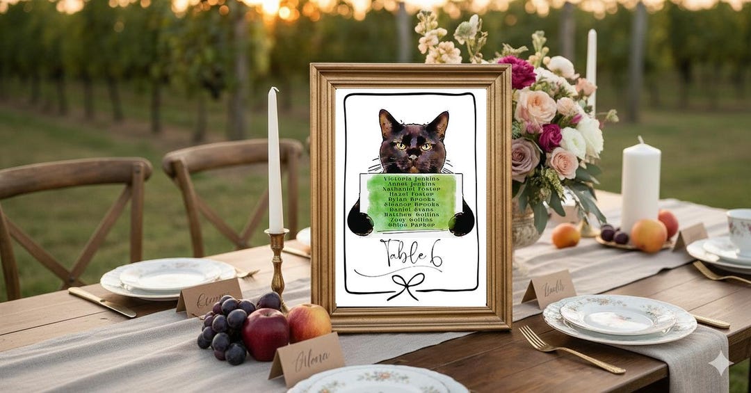 Elegant Table Numbers With Custom Pet Drawing | Minimalist Wedding ...