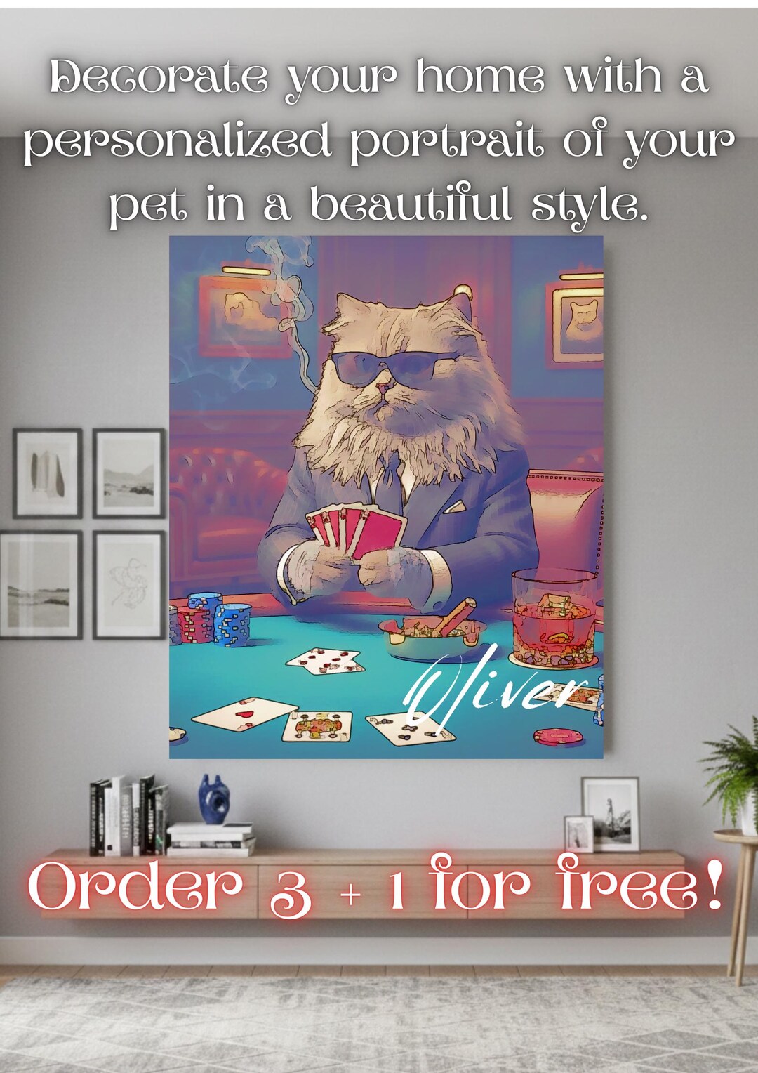 Posh Smoking Cat Portrait | Dark Humor Art & Royal Pet Portrait Gift - Etsy