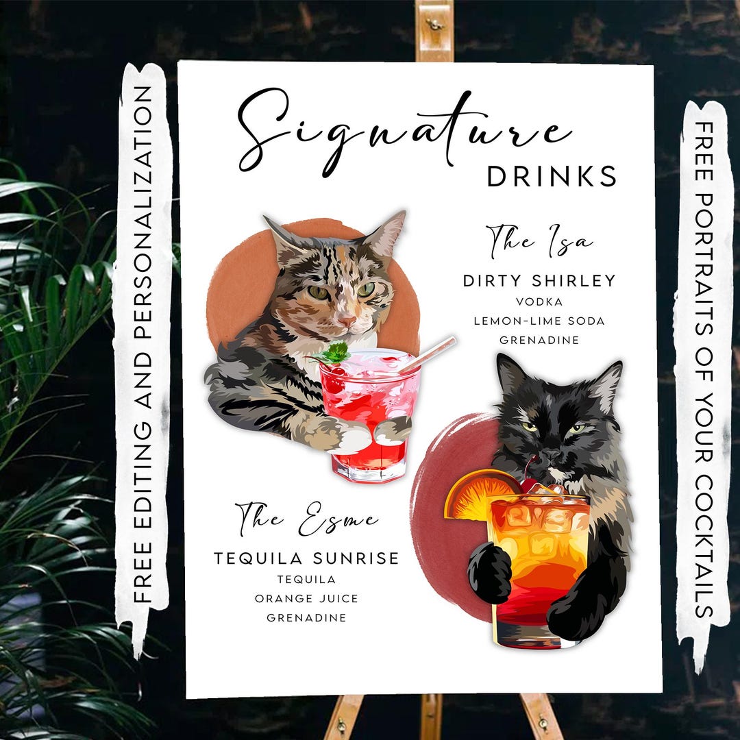 Pet Signature Cocktail Drink Signs Wedding, Signature Wedding Drinks ...