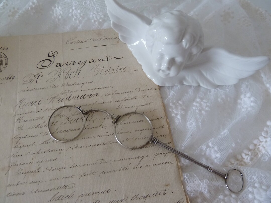 Lorgnette Sterling Silver 935 Lorgnon Monocle Glasses Antique 19th ...