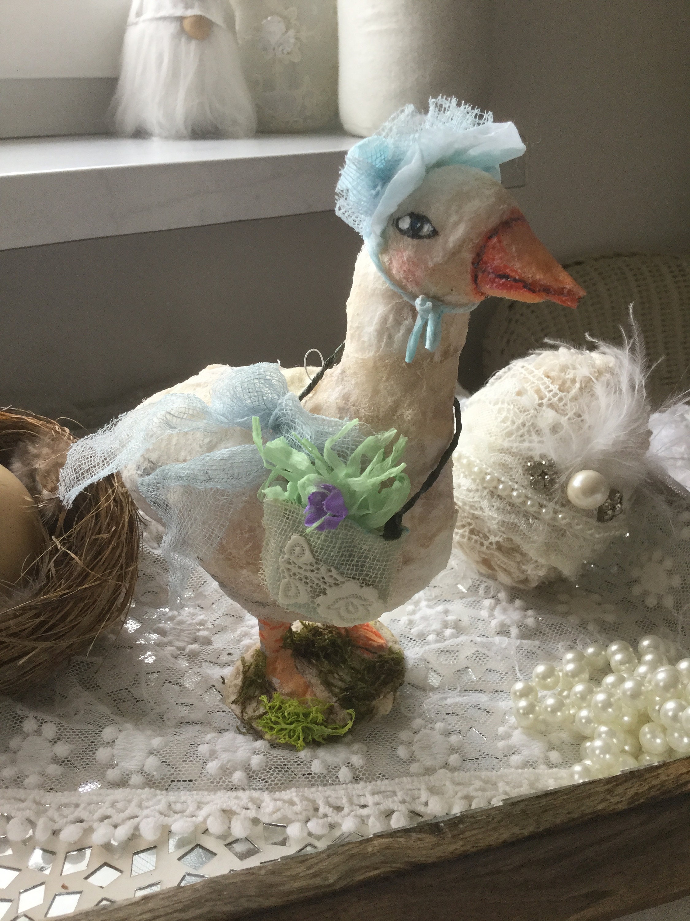 Cotton Wool Dolleaster1900madame Goose Goose Cotton Figure Brocante - Etsy