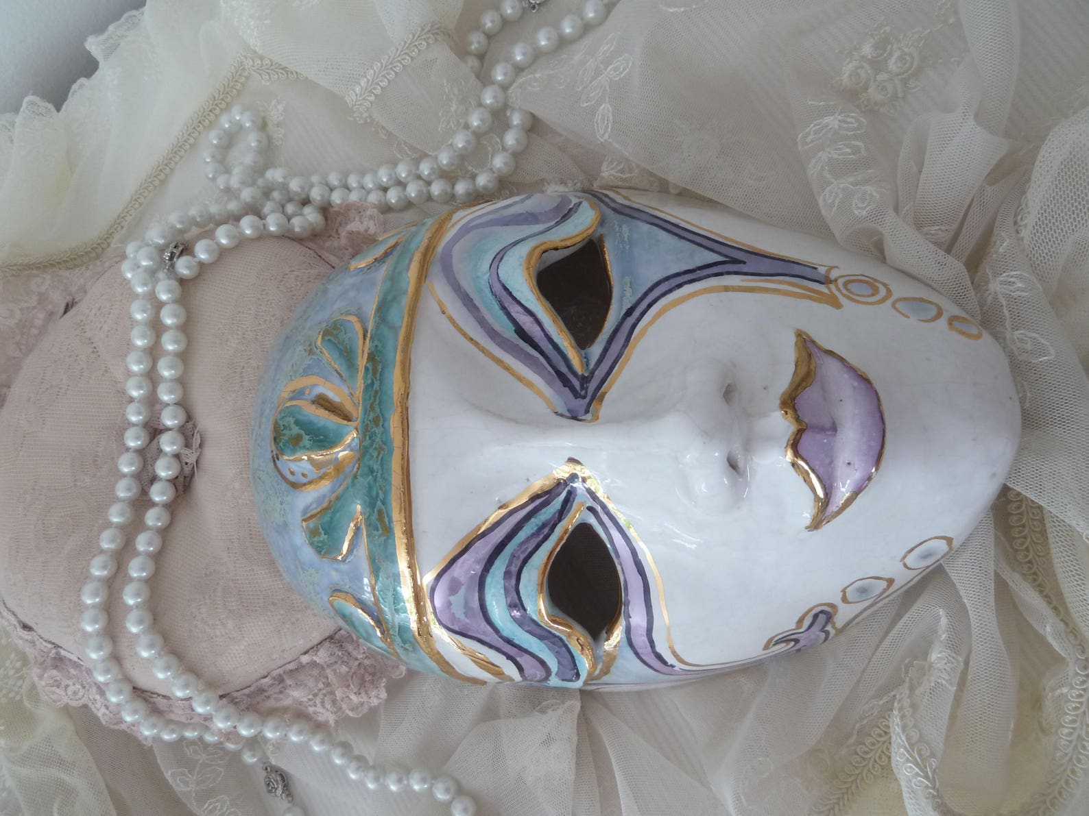 Old Venetian Porcelain Ceramic Mask Limited Edition Number Hand Signed ...