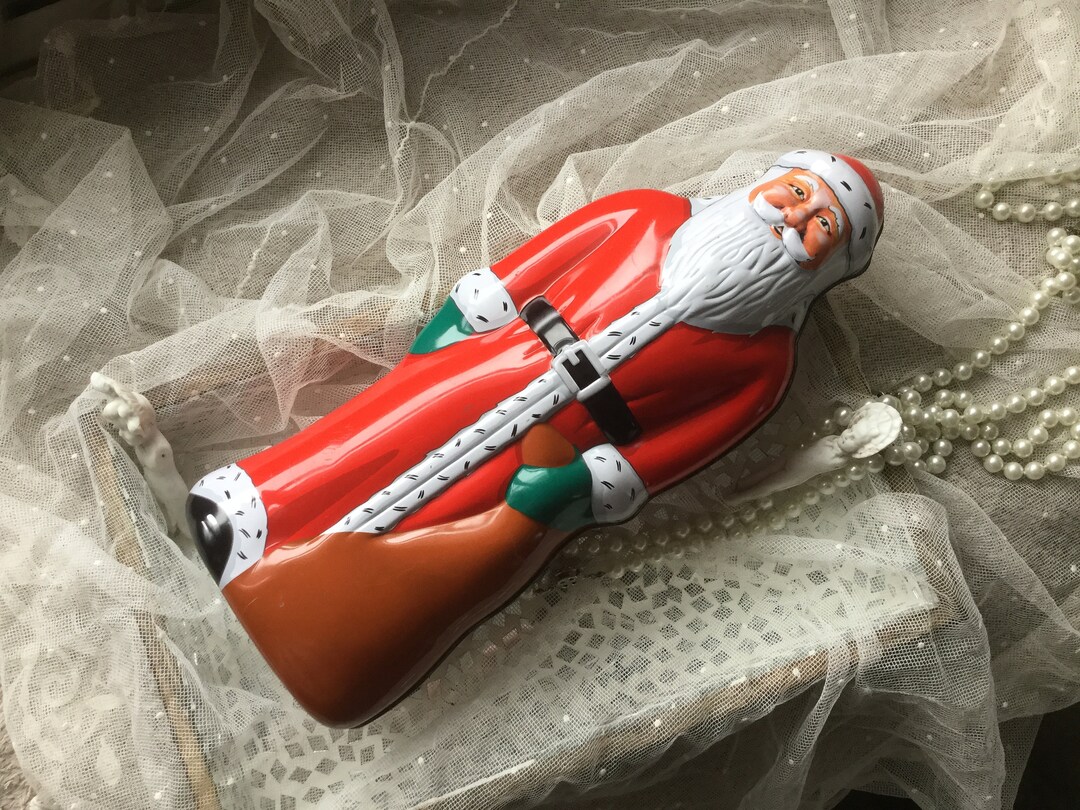 Old Tin Can Santa Claus Candy Container Storage Tin Decoration Boudoir ...