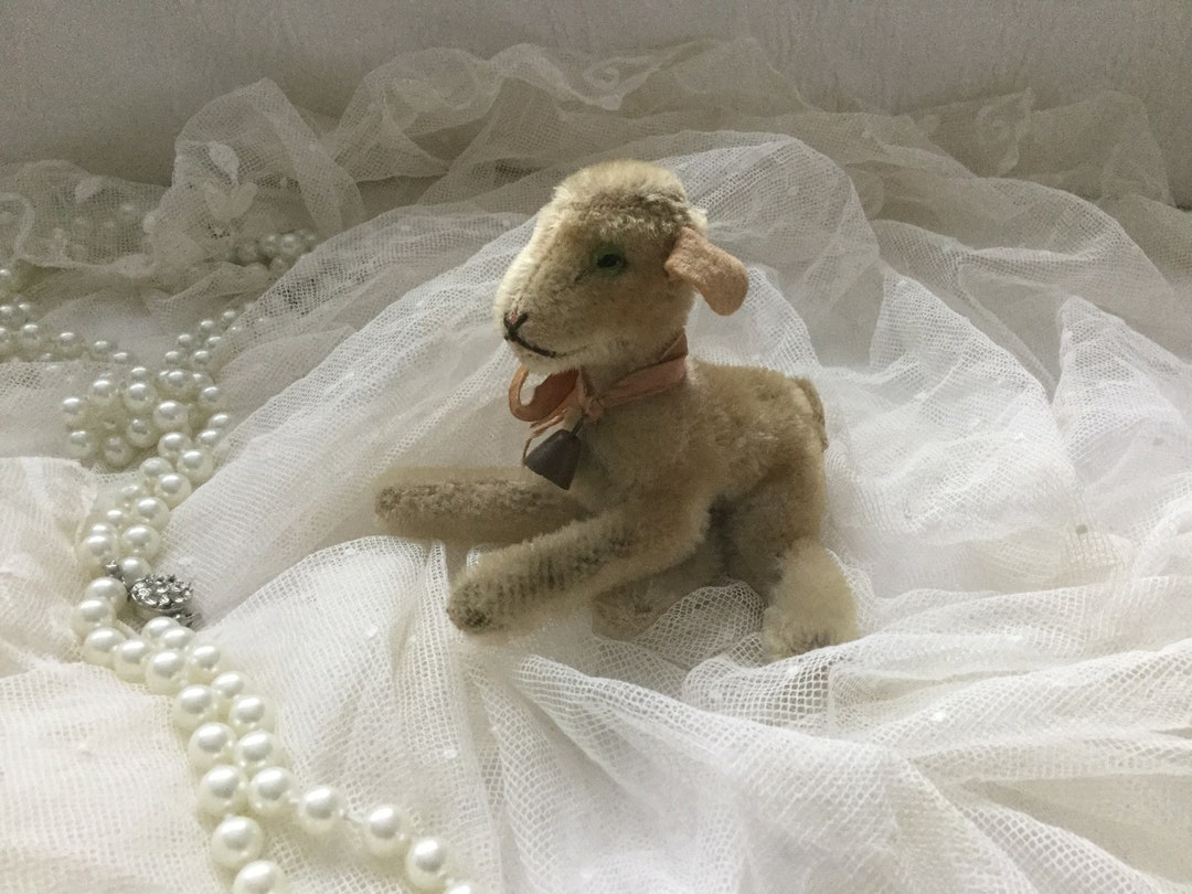 Antique Lamb Easter Lamb Lying Lamb Teddy With Apricot Bow Doll Antique ...