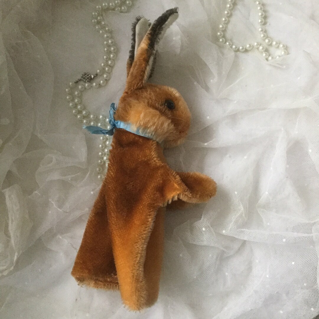 Antique Hand Puppet Bunny Steiff Brown Easter Bunny Finger Puppet Toy ...