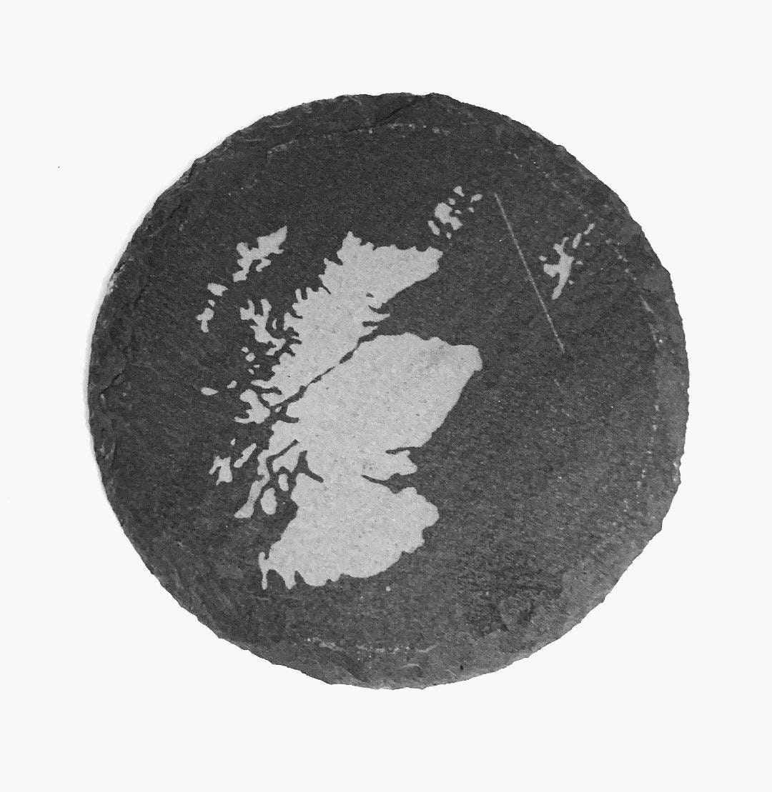 Scotland Map Slate Coasters Laser Engraved Round Rustic Slate Coaster ...
