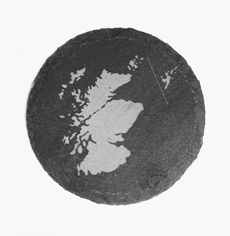 Scotland Map Slate Coasters Laser Engraved Round Rustic Slate - Etsy