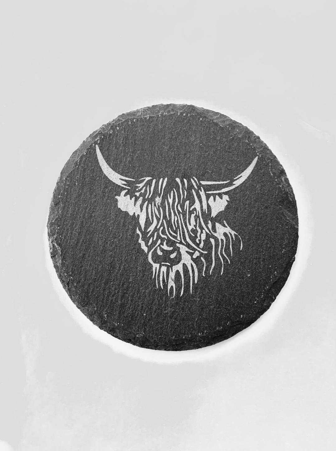 Highland Cow Slate Coasters Laser Engraved Rustic Coaster Gift Set - Etsy