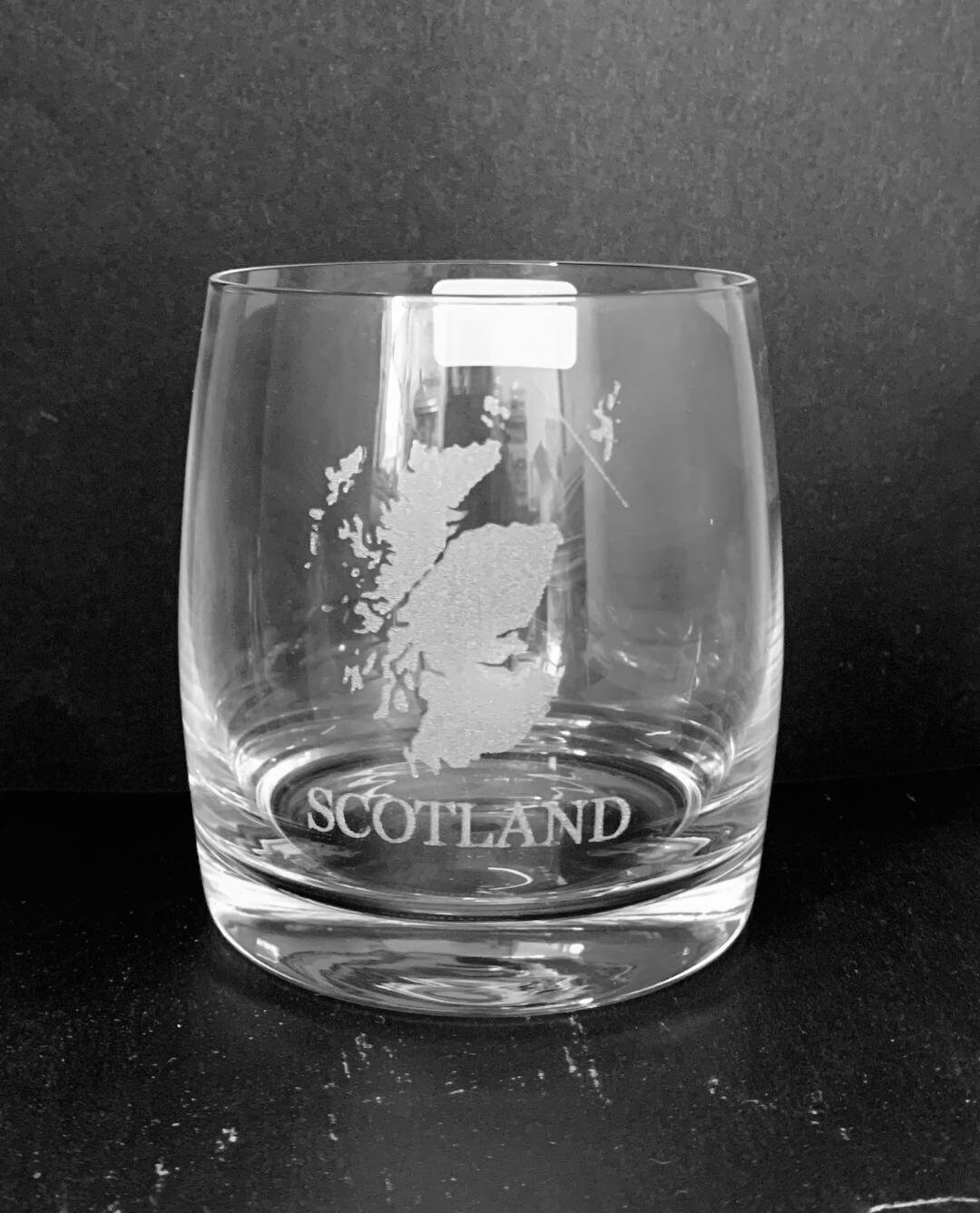 Scotland Map & SCOTLAND Engraved Crystal Whisky Glass Tumbler Gift With ...