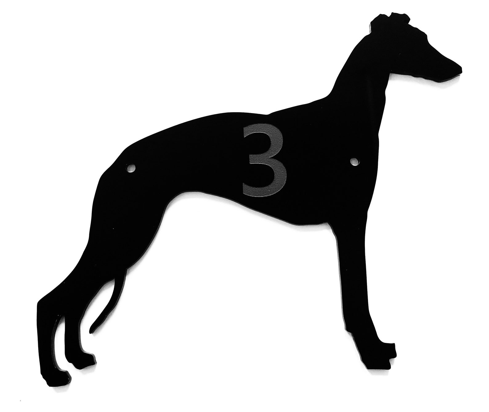 Whippet Dog Door House Number Sign Plaques in Black | Etsy