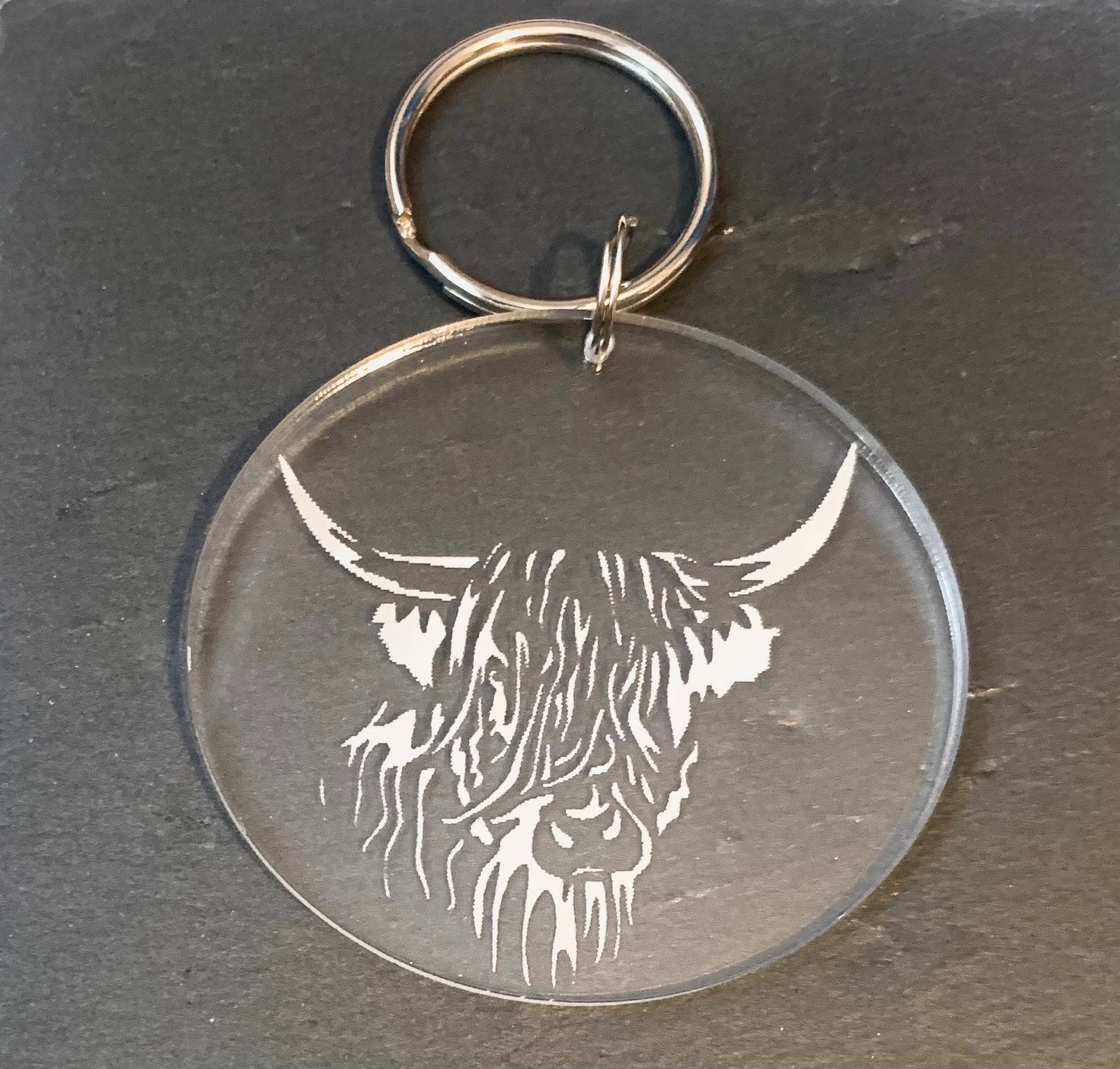 Highland Cow Engraved Keyring Keychain Bag Charm Gift in Clear - Etsy