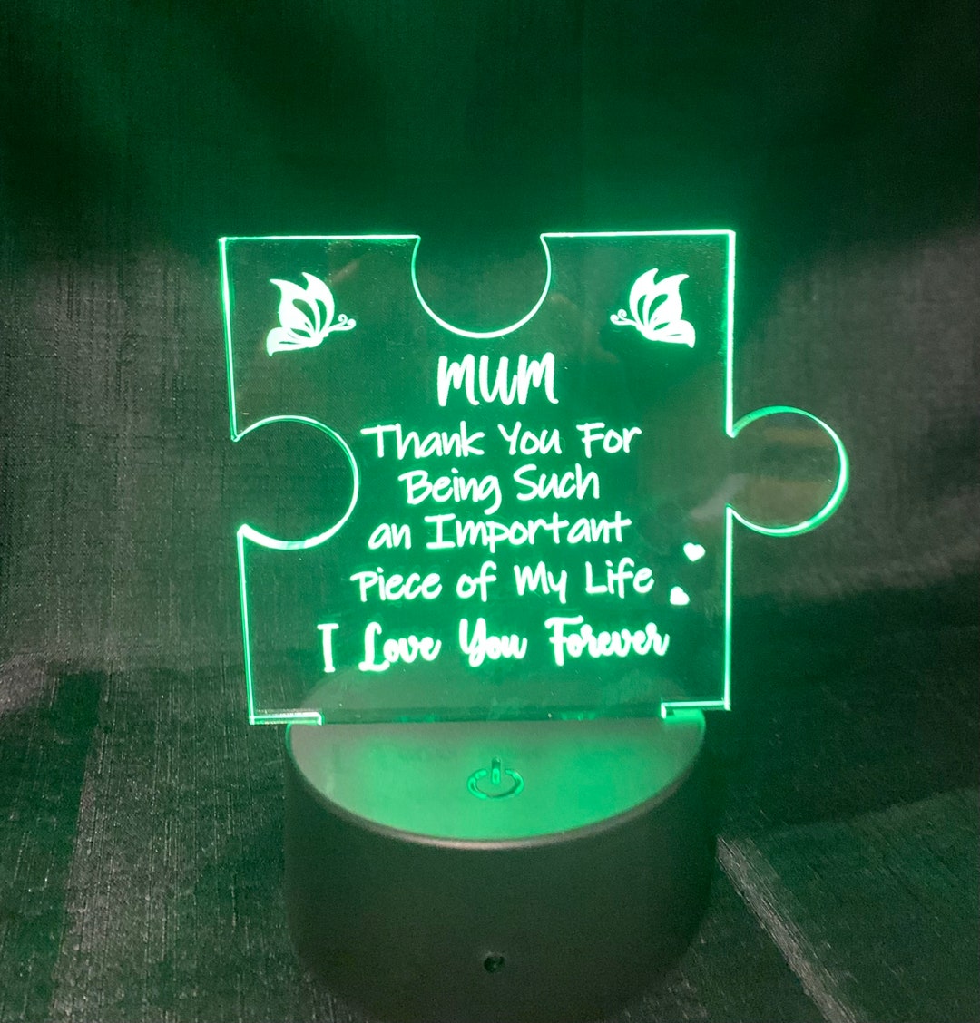 Mum Sister Jigsaw Piece Sentiment LED Acrylic 7-color 3D Touch Night ...