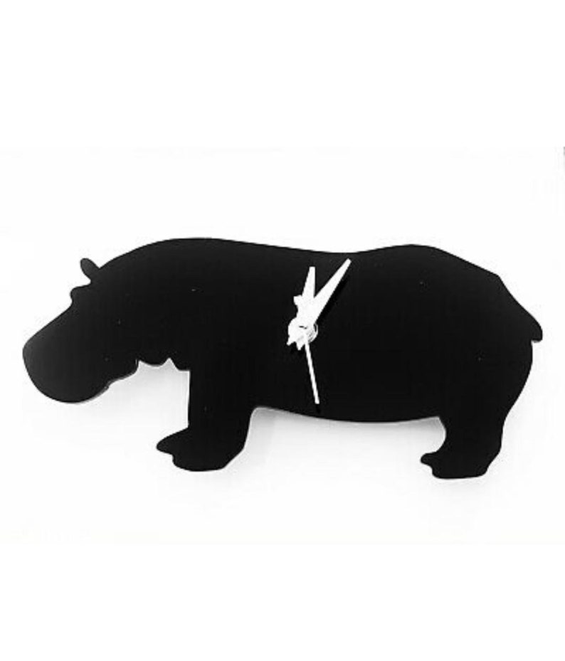 Hippopotamus Hippo Wall Clock in Black Acrylic - Etsy