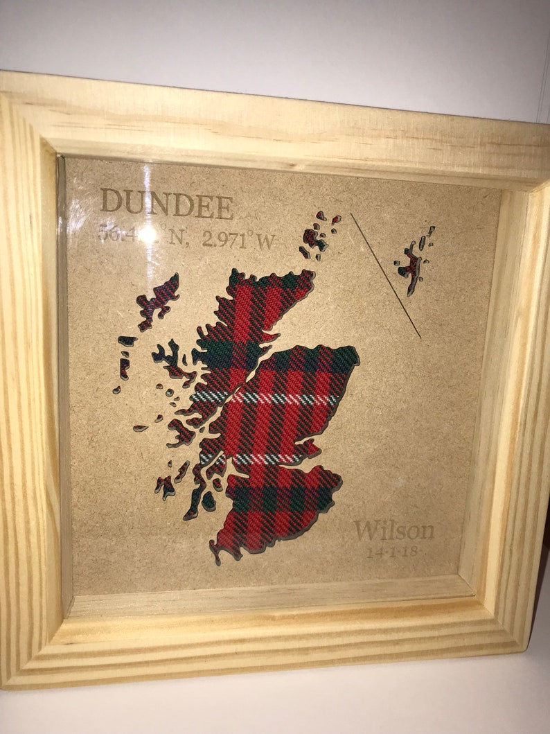 Scotland Map With Scottish Themed Background in Box Frame..a - Etsy