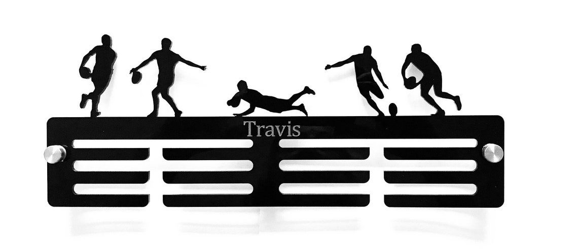 Personalised Rugby Medal Holder Rack Hanger 3 Tier in Black - Etsy UK