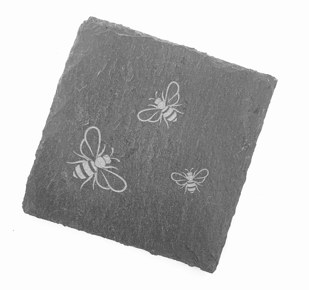 Bees Rustic Slate Coasters 3 Bees Laser Engraved Coaster Gift Set - Etsy
