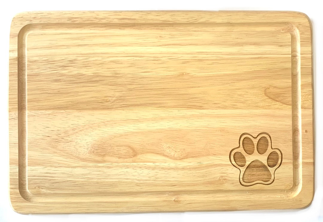 Paw Print Engraved Wooden Chopping Board Bread Board Cheese Serving ...