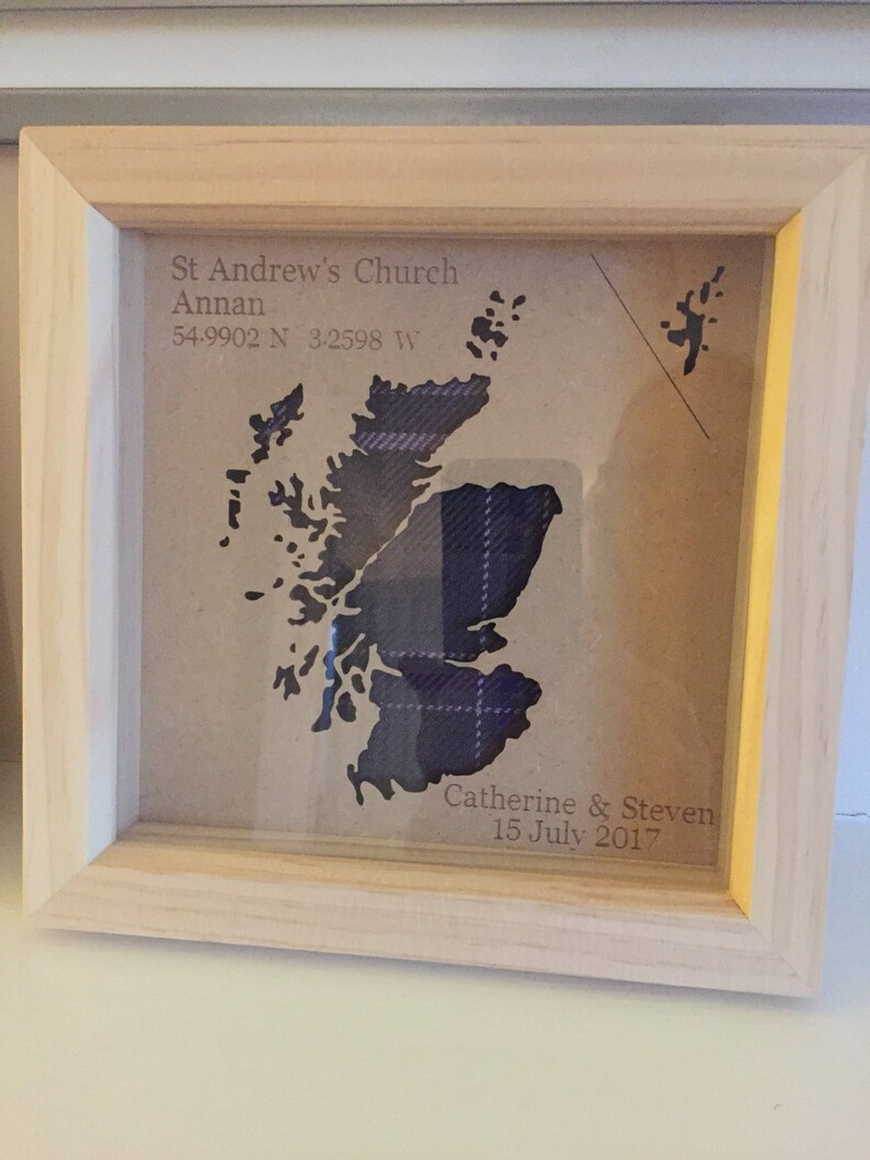 Scotland Map With Scottish Themed Background in Box Frame..a - Etsy