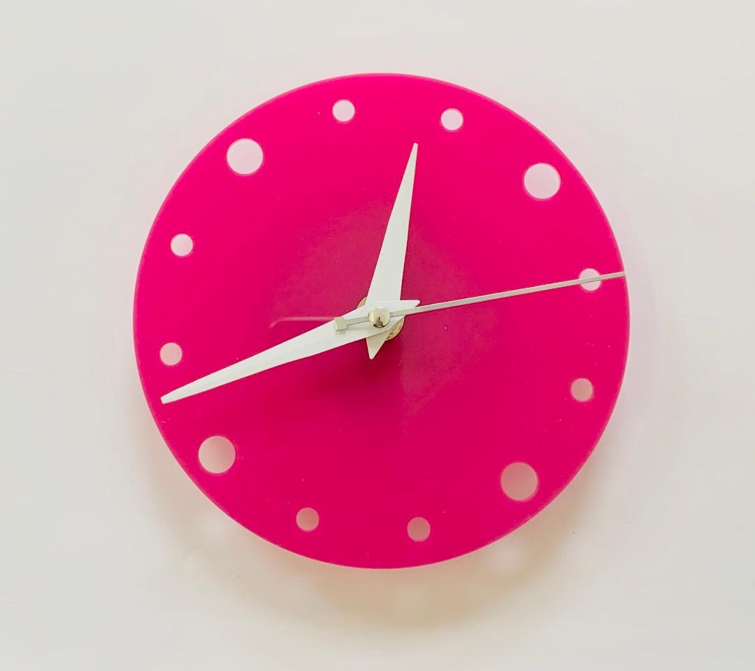 Small Round Wall Clock in Pink - Etsy