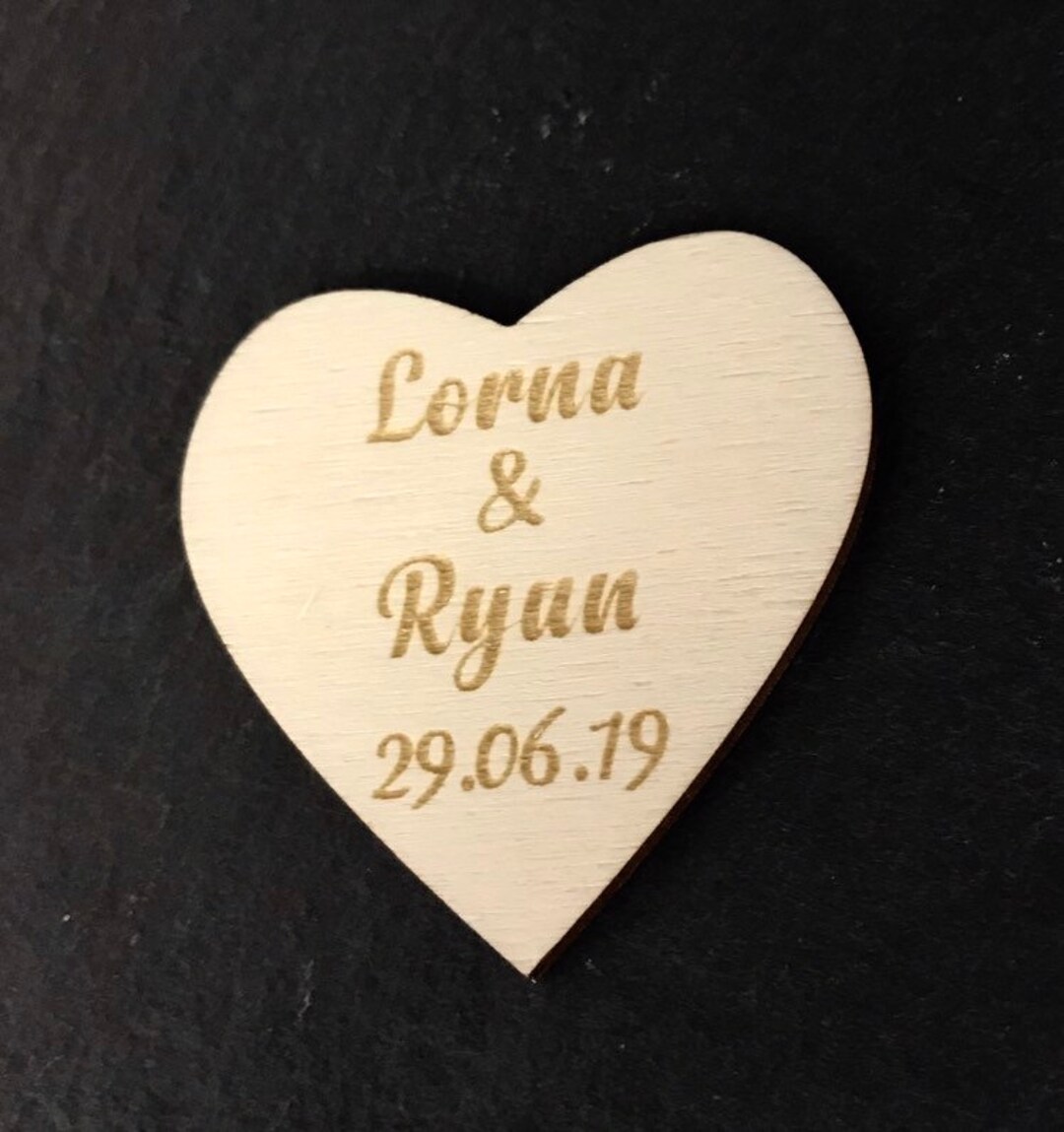 Personalised 2 Inch Wooden Heart Wedding Favours Keepsake Gift - Etsy