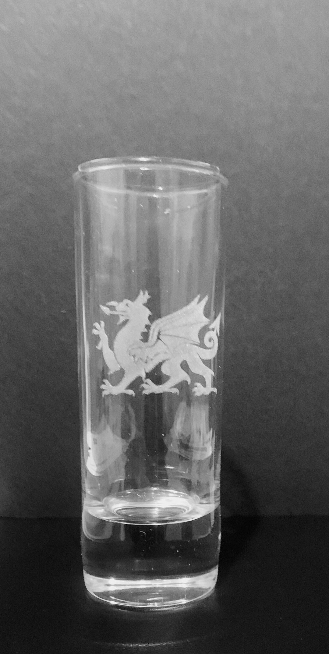 Welsh Dragon Engraved Shot Glass Gift 60ml 2oz With Linea Slate Coaster ...