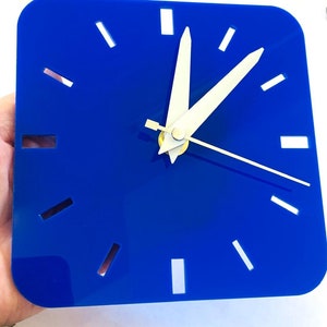 Small Square Wall Clock in Blue Acrylic - Etsy