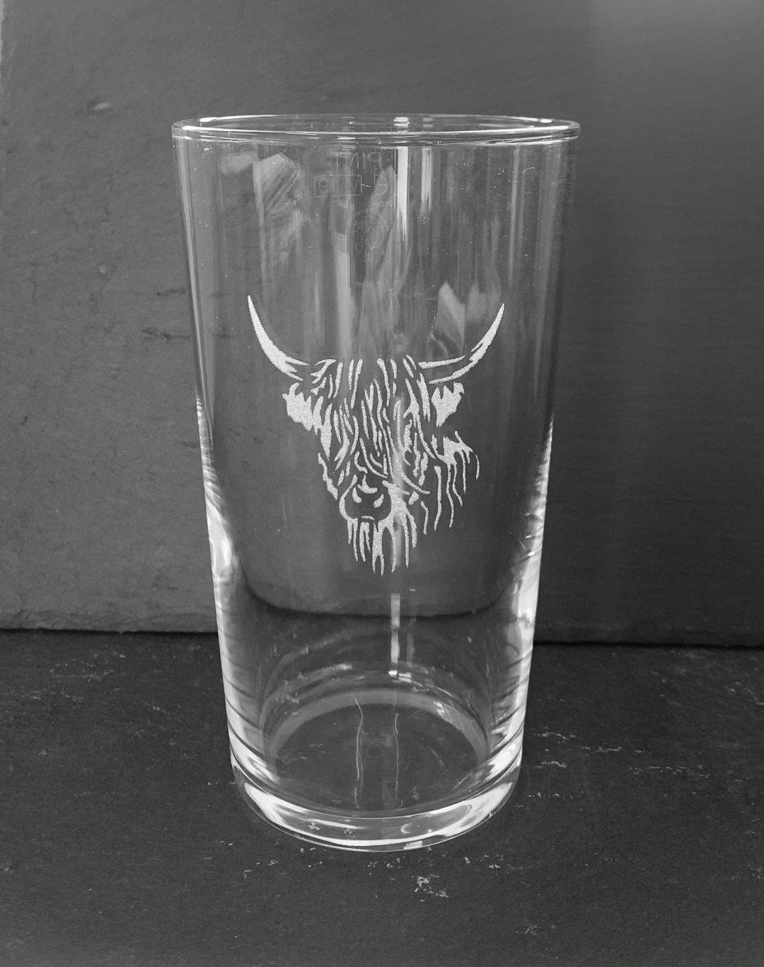Highland Cow Engraved Pint Glass Gift - Etsy