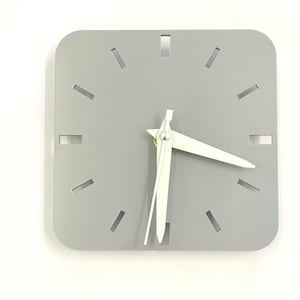 Small Square Wall Clock in Light Grey Acrylic 14cm - Etsy UK