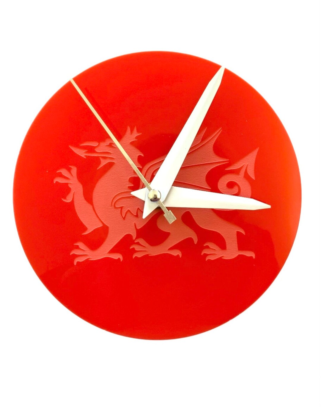 Welsh Dragon Round Wall Clock in Red Small Engraved Clock - Etsy