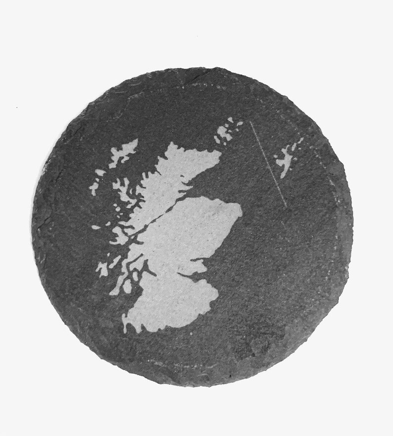 Scotland Map Slate Coasters Laser Engraved Round Rustic Slate - Etsy