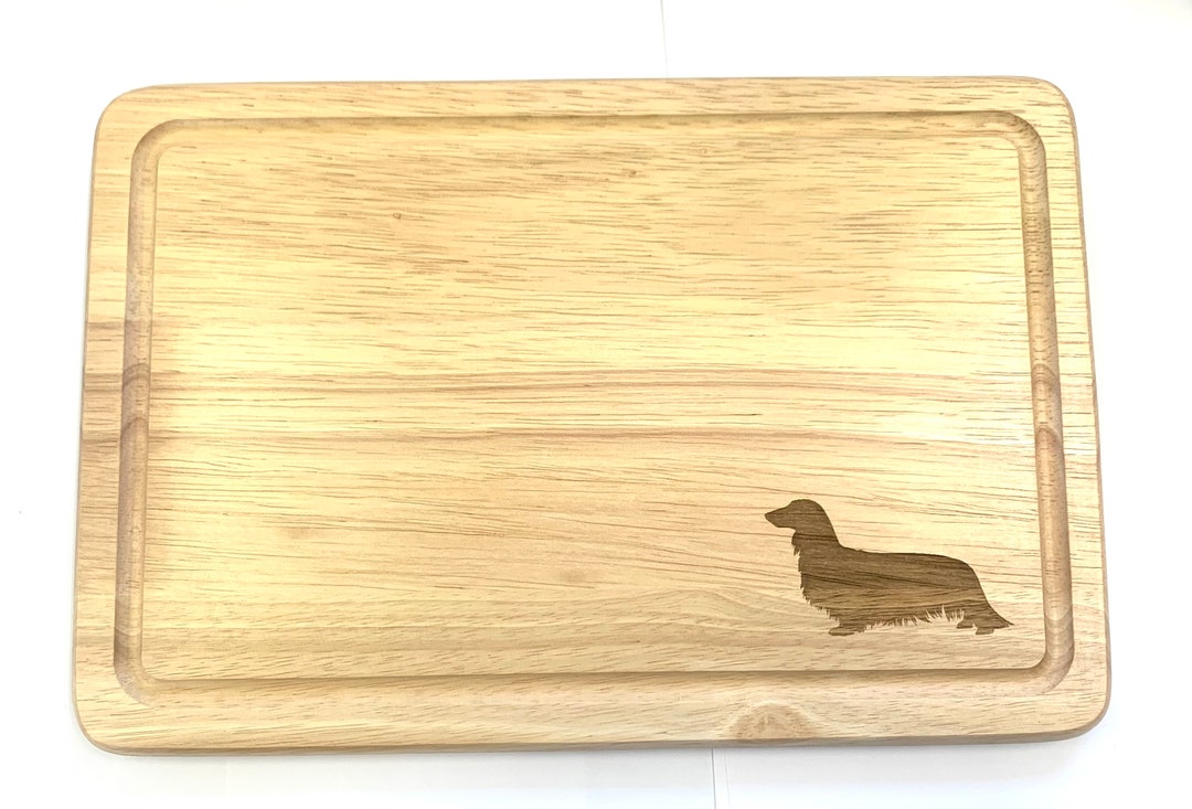 Dachshund Long Coat Dog Engraved Wooden Chopping Board Bread Board ...
