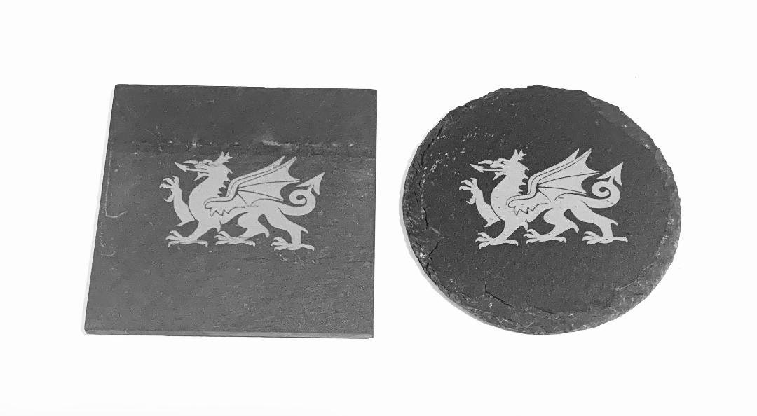 Welsh Dragon Slate Coasters Laser Engraved Rustic Coaster Gift Set - Etsy