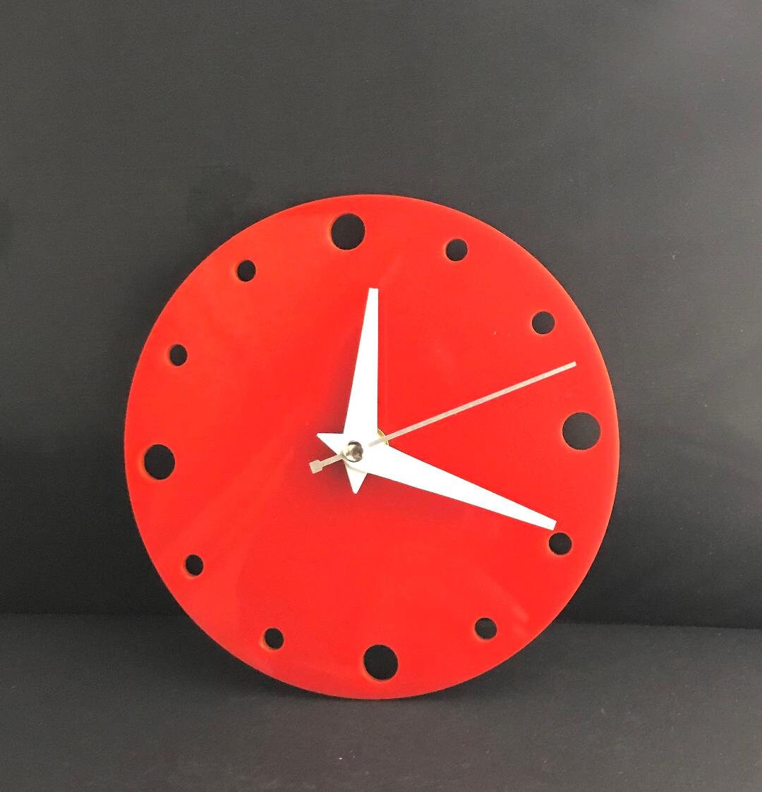 Small Round Wall Clock in Red - Etsy