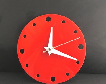 Red Wall Clock | Etsy