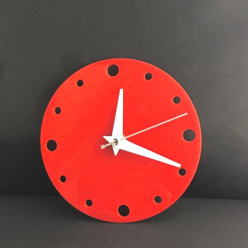 Red Wall Clock - Etsy