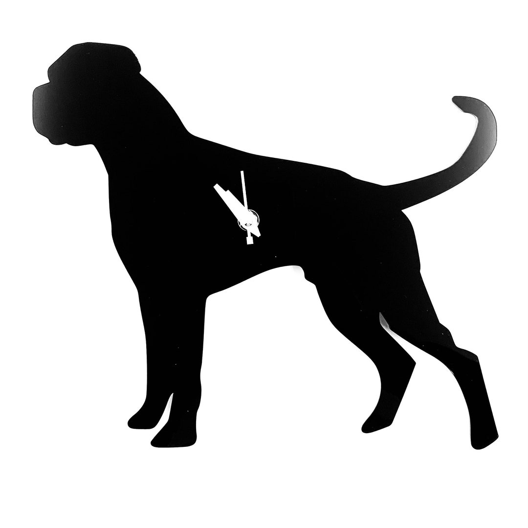 Boxer Dog With Tail Dog Clock in Black Acrylic ..wall Clock - Etsy