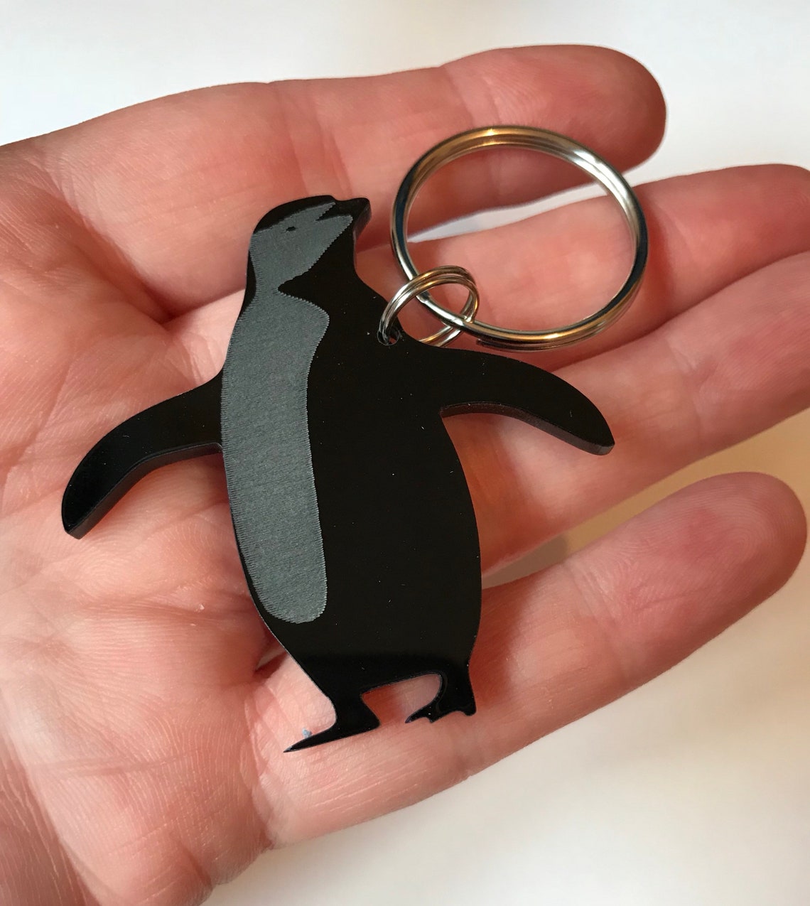 Penguin Keyring Keychain Bag Charm Gift in Black - Etsy
